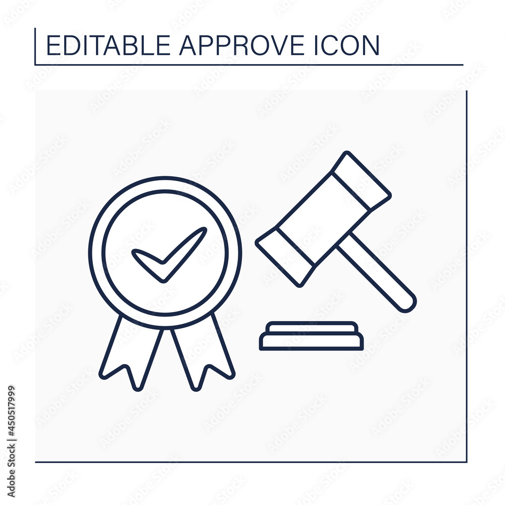 Approve laws line icon. Accepted written act, document establishes ...