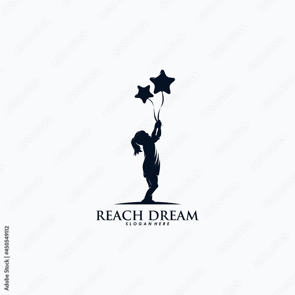 Kids holding balloons logo design vector Stock Vector | Adobe Stock