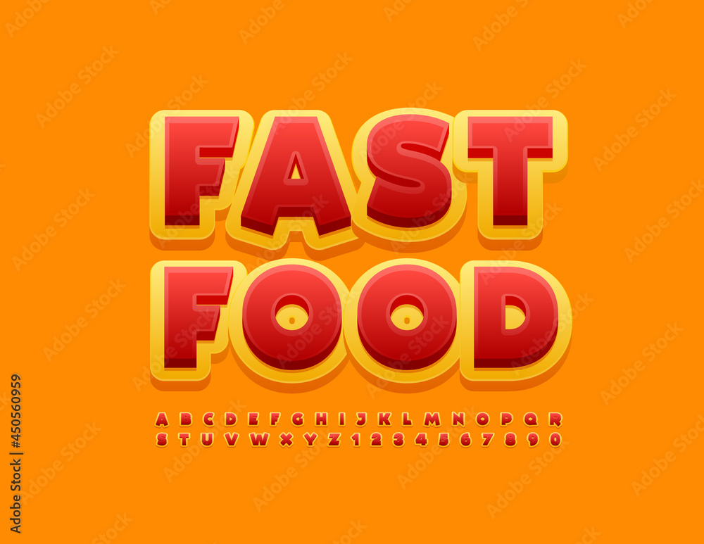 Vector advertising template Fast Food with bright Font. Yellow and Red ...