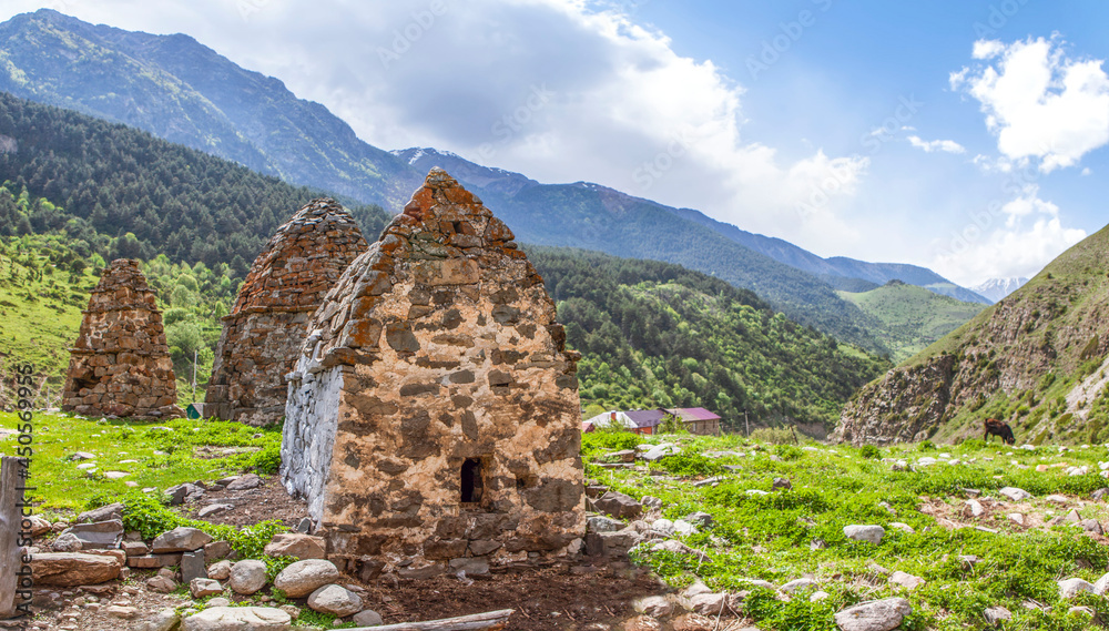 "Five Tower Crypts" - an ancient burial ground. Fasnal village. Irafsky ...