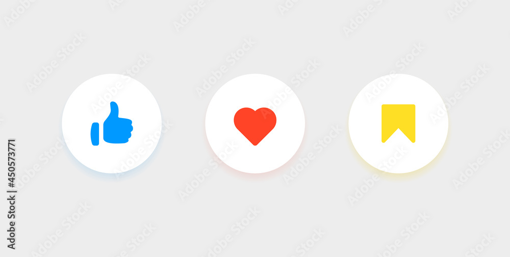 Social media notification icons like love save icon button for apps and ...