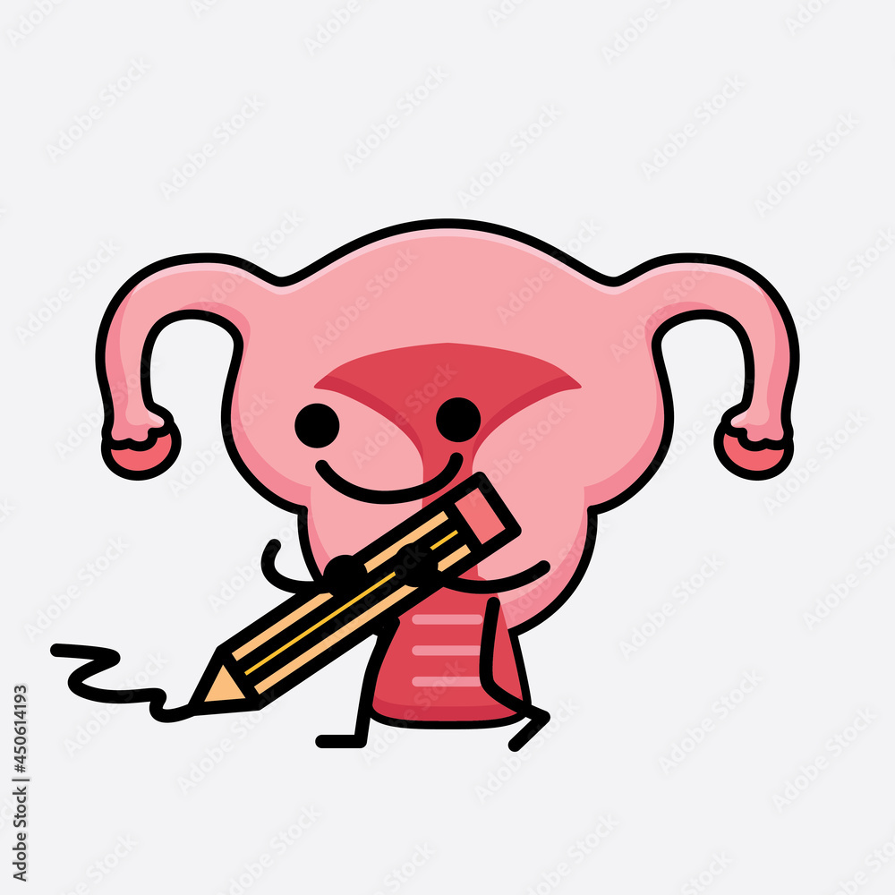Vector Illustration of Uterus Character with cute face and simple body ...