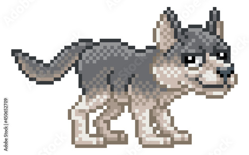 Wolf Pixel Art Animal Retro Video Game Cartoon Stock Vector | Adobe Stock