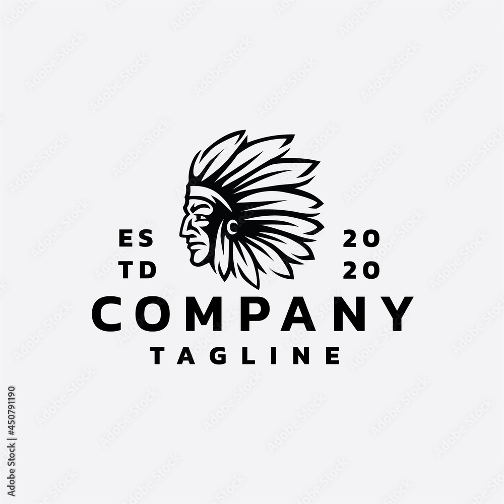 indian apache logo design Stock Vector | Adobe Stock