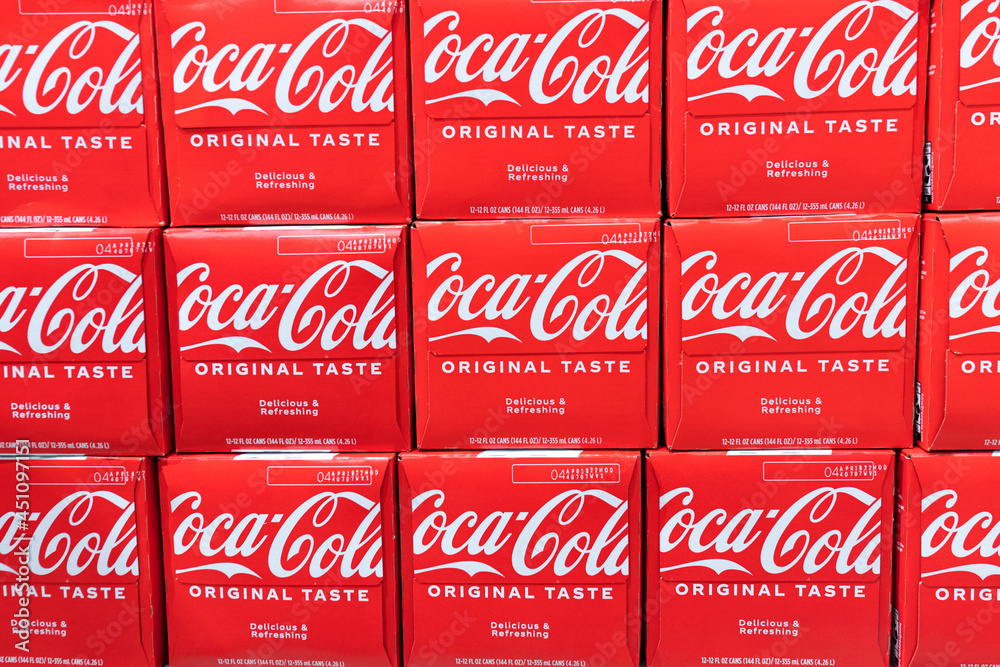 Coca Cola display. Coke products are among the best selling soda pop ...