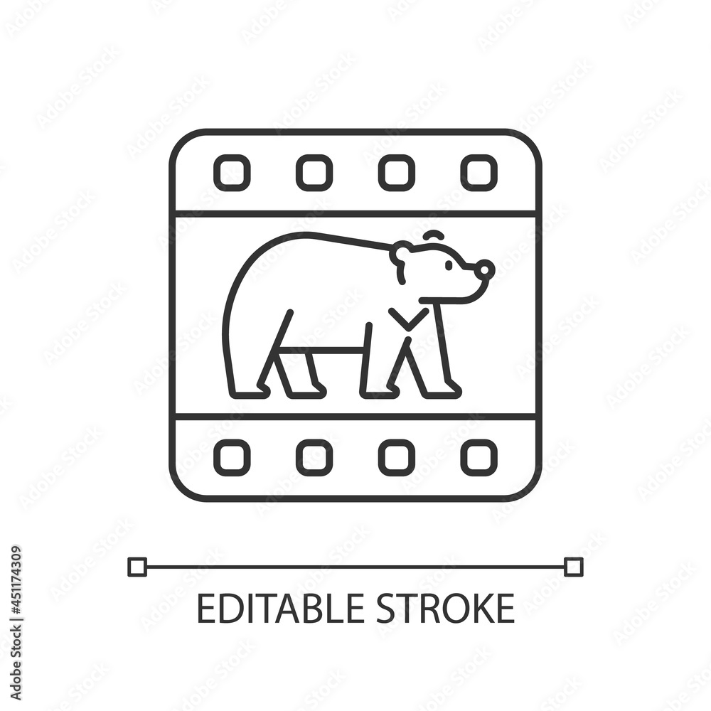 Wildlife documentary linear icon. Educational television series about ...