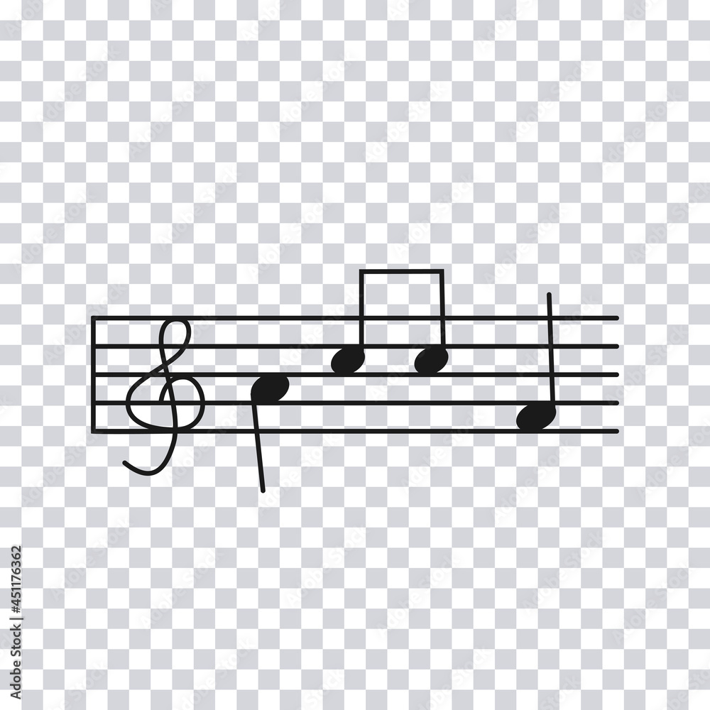 Hand drawn Music Notes isolated on transparent background. Sketch ...
