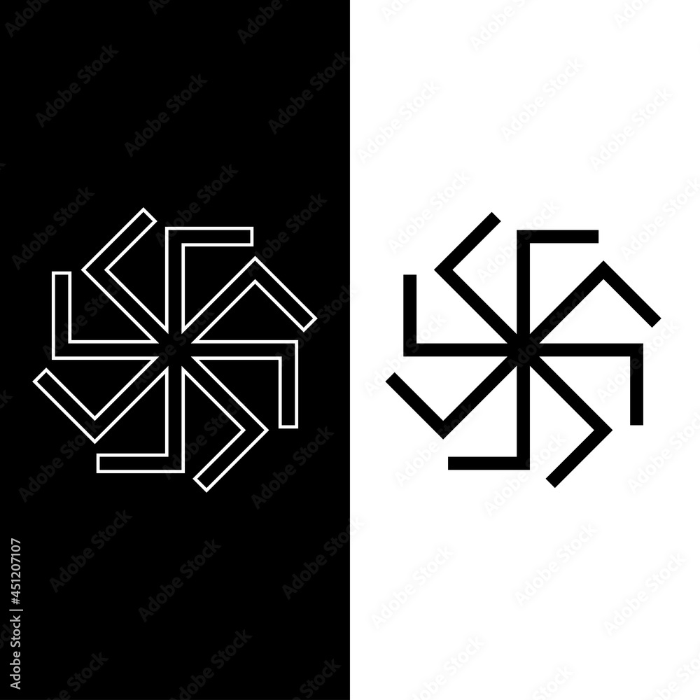 Kolovrat symbol icon. Solar Slavic symbol. Kolowrot with eight rays ...