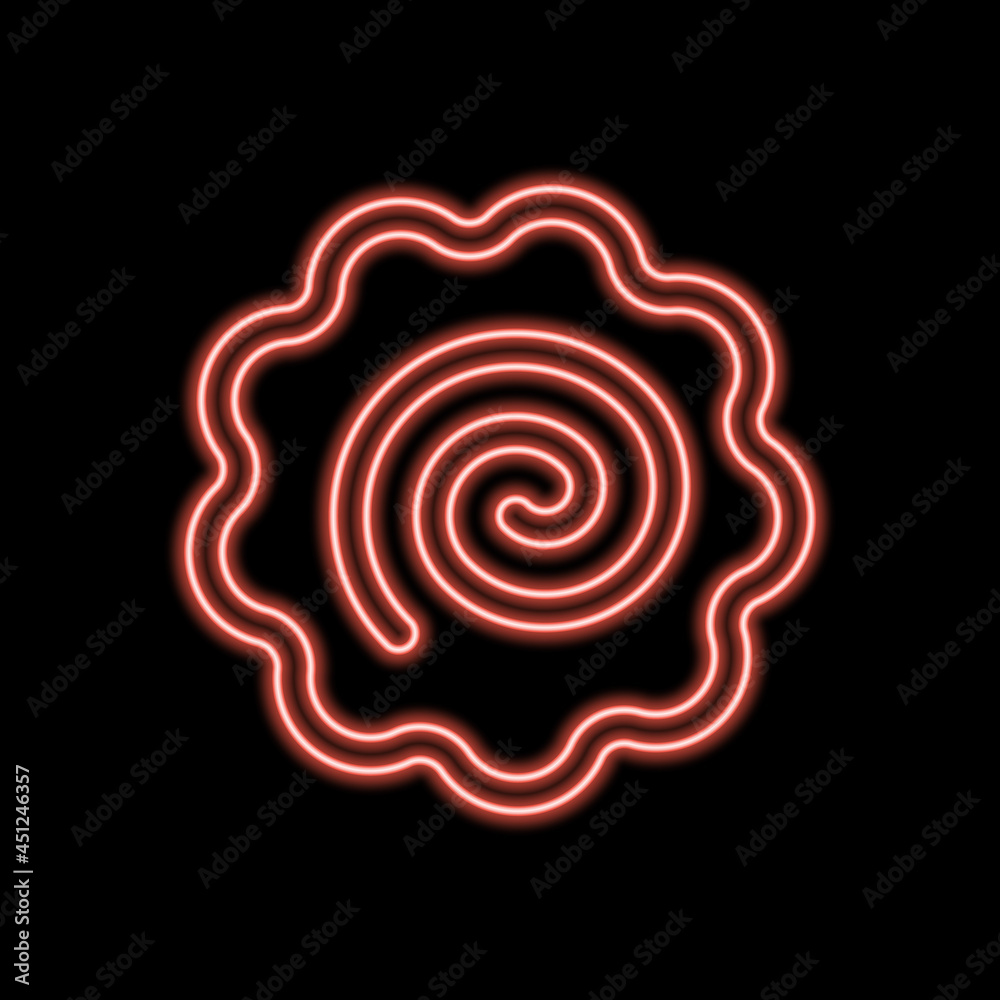 Vektor Narutomaki or kamaboko surimi vector outline icon neon color in ...