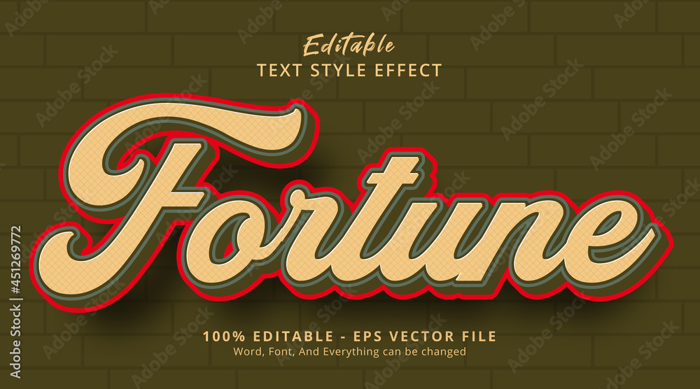 Editable text effect, Fortune text with vintage color combination ...