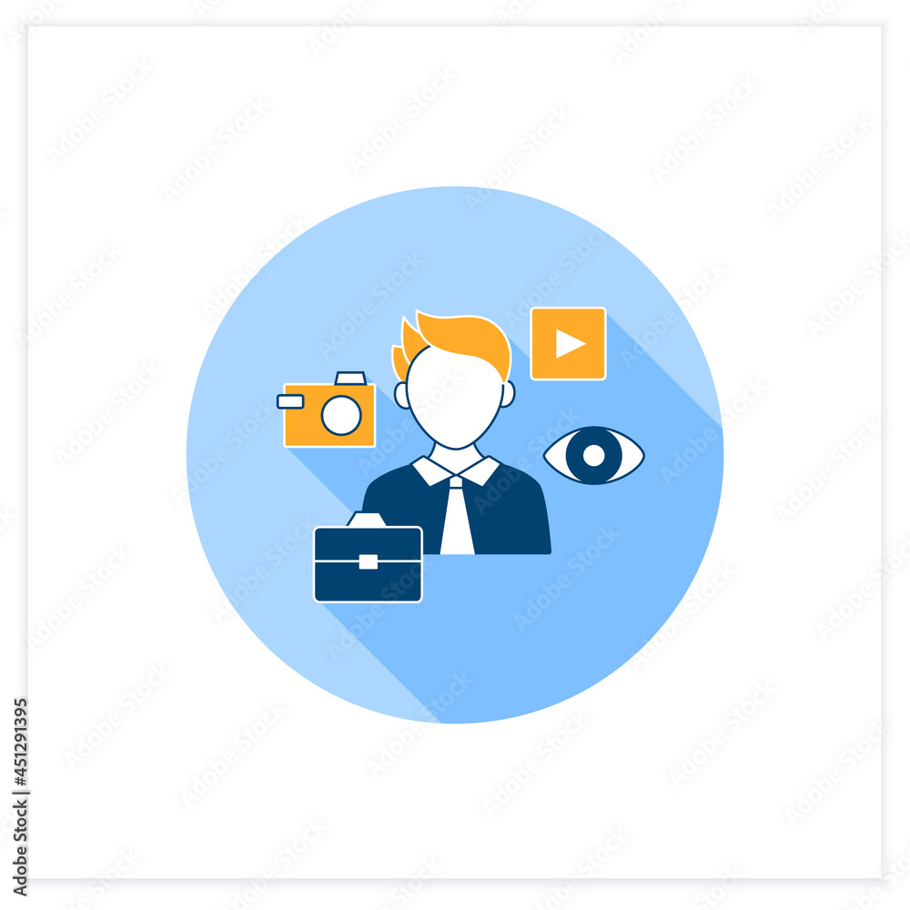 Visual communication flat icon. Communicate using signs, typography ...