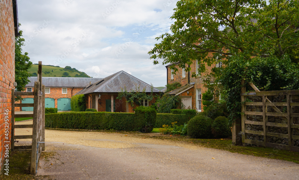 Georgian style architecture of Manor Farm in the small village of Huish ...