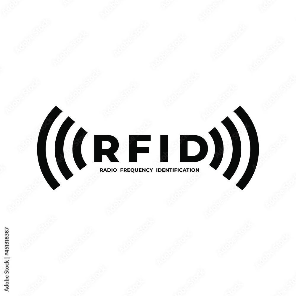 RFID tag icon. Radio Frequency Identification symbol. Isolated on a ...