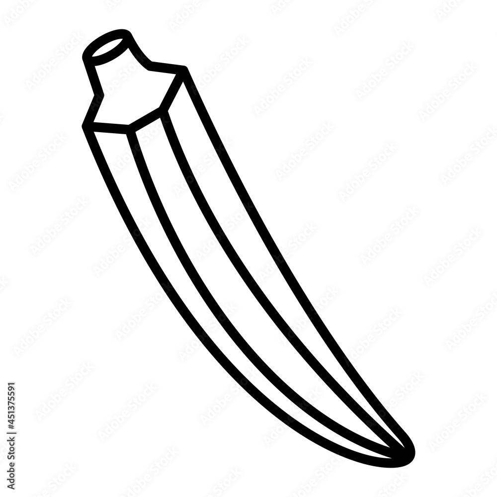 Okra Vector Outline Icon Isolated On White Background Stock Vector ...