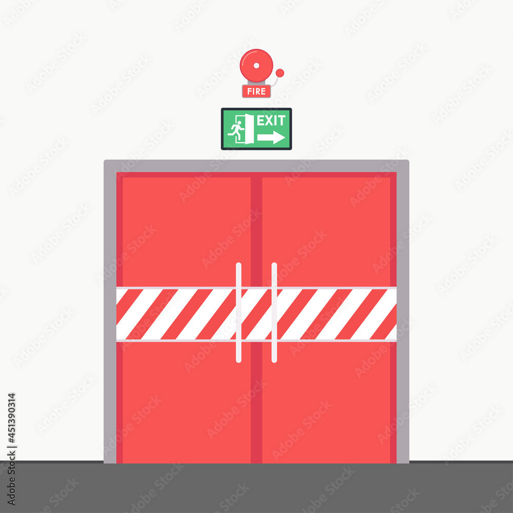 Fire door vector. Fire alarm cartoon vector. Fire alarm system. Fire equipment. Vector ...