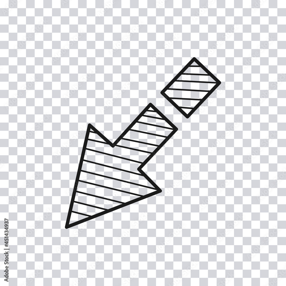 Hand drawn arrow isolated on transparent background. Vector ...