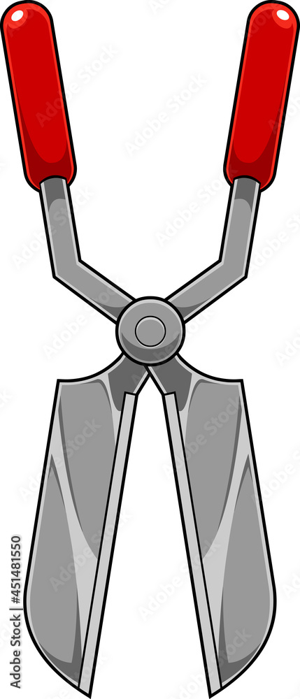 Cartoon Red Garden Secateurs. Vector Hand Drawn Illustration Isolated ...
