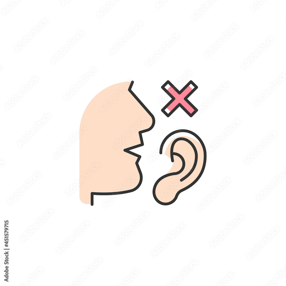 Language disabilities RGB color icon. Physiological barriers to ...