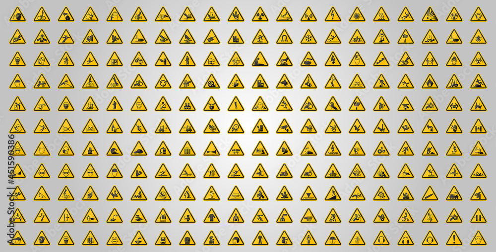 Warning Hazard Symbols labels Sign Isolate on White Background,Vector ...