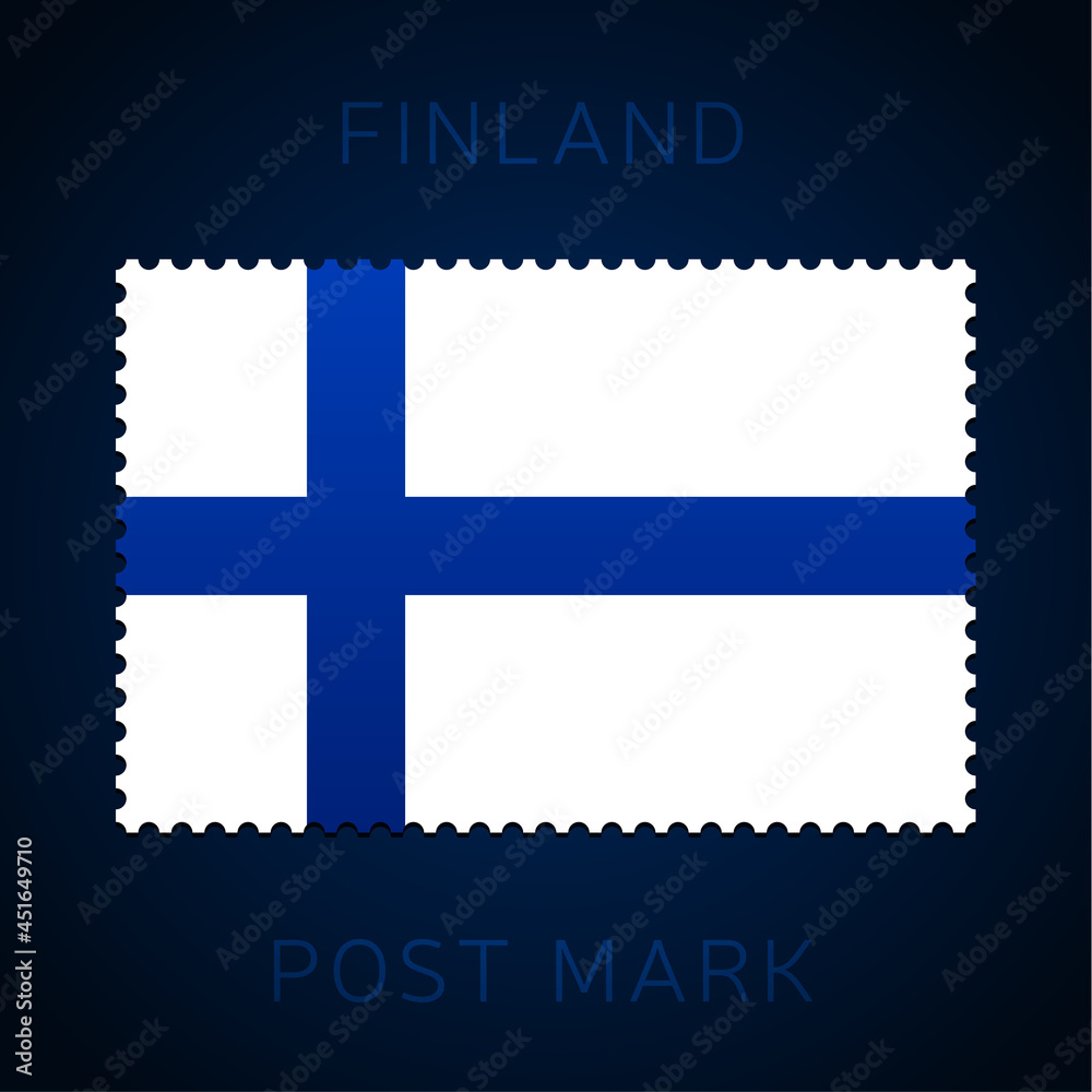finland postage mark. National Flag Postage Stamp isolated on white ...