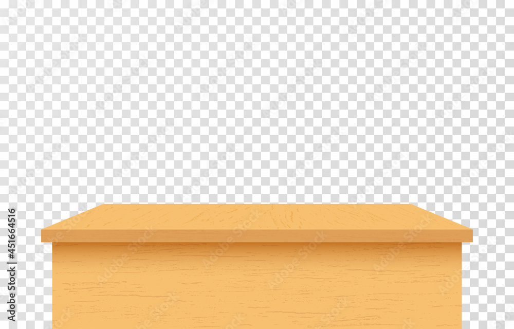 Empty wooden table. Rectangular shaped wood table on transparent ...