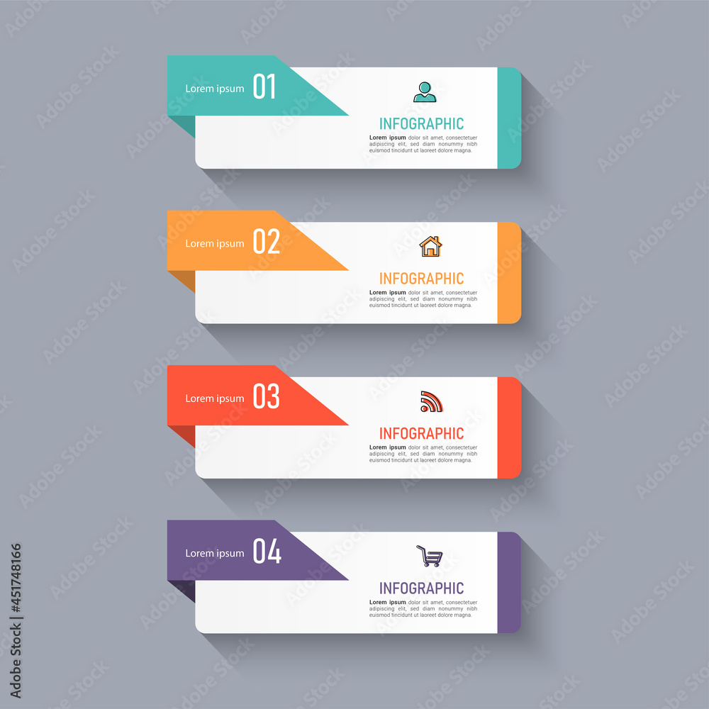 Four steps Timeline Infographics design template. Stock Vector | Adobe ...