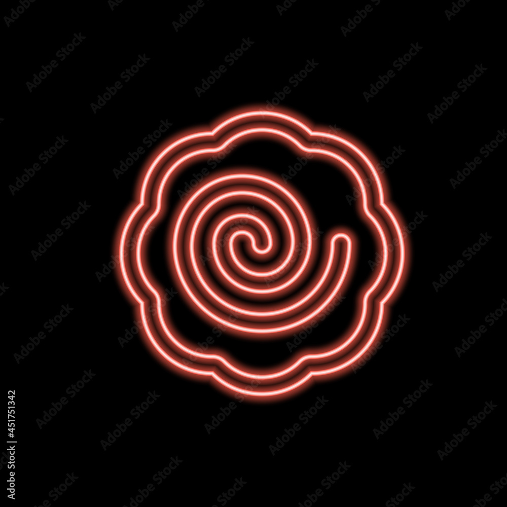 Narutomaki or kamaboko surimi vector outline icon neon color in black ...