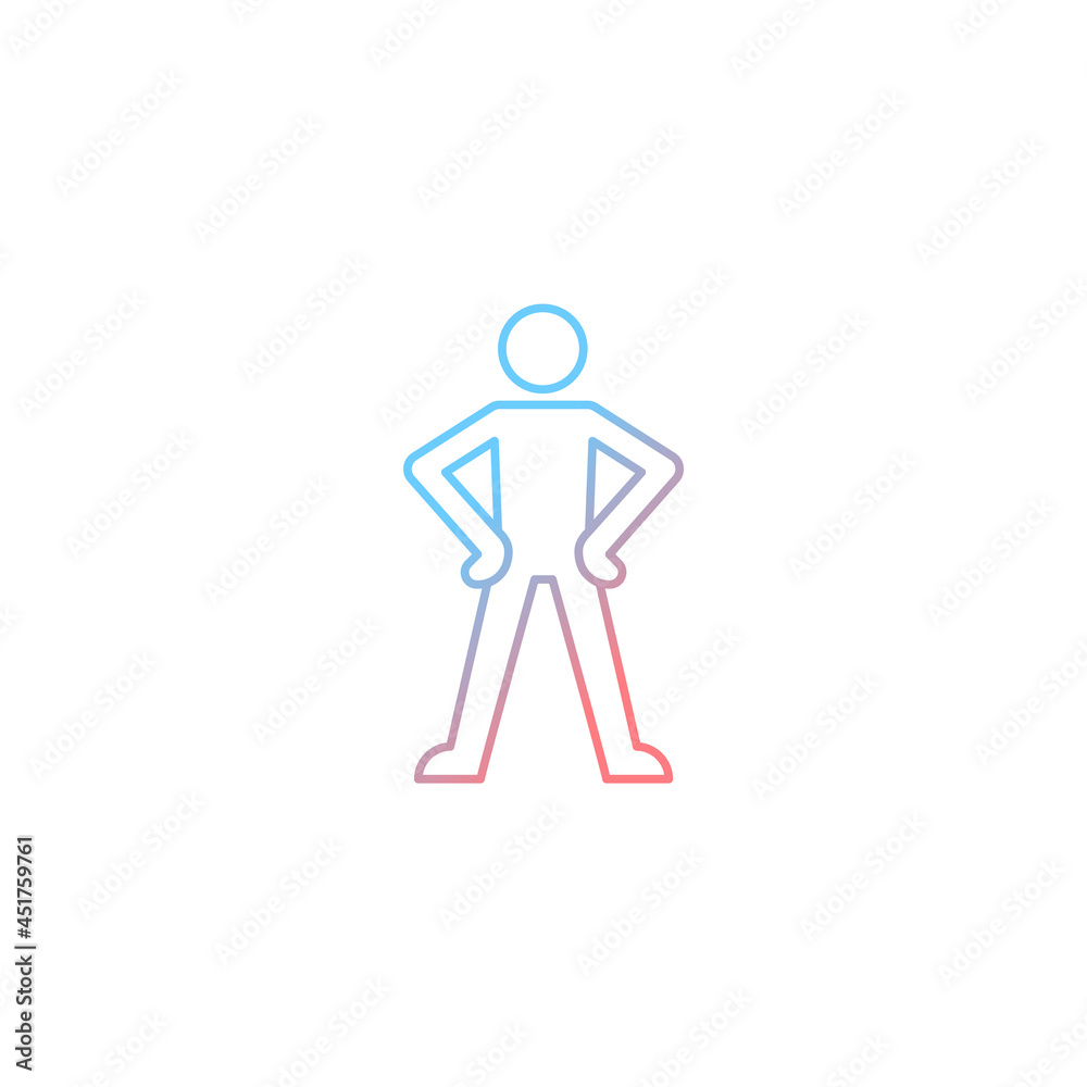 Confidence body language gradient linear vector icon. Standing in ...