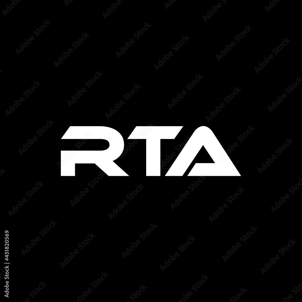 RTA letter logo design with black background in illustrator, vector ...