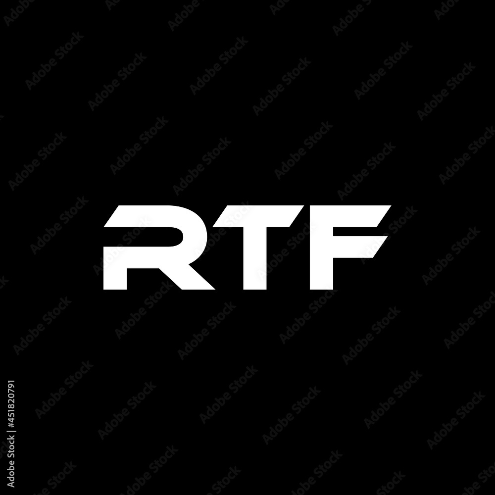 RTF letter logo design with black background in illustrator, vector ...
