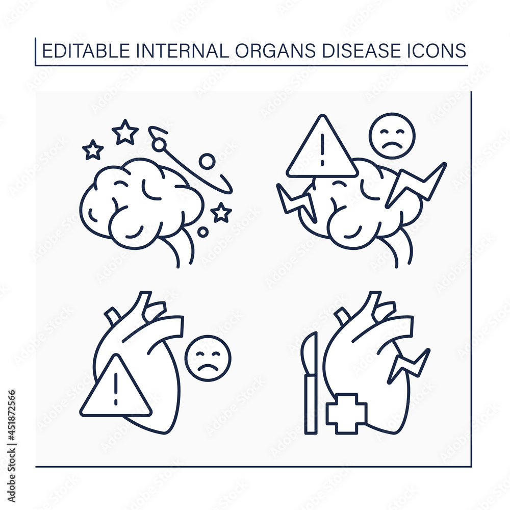 Internal organs disease line icons set. Diagnostic and special medical ...