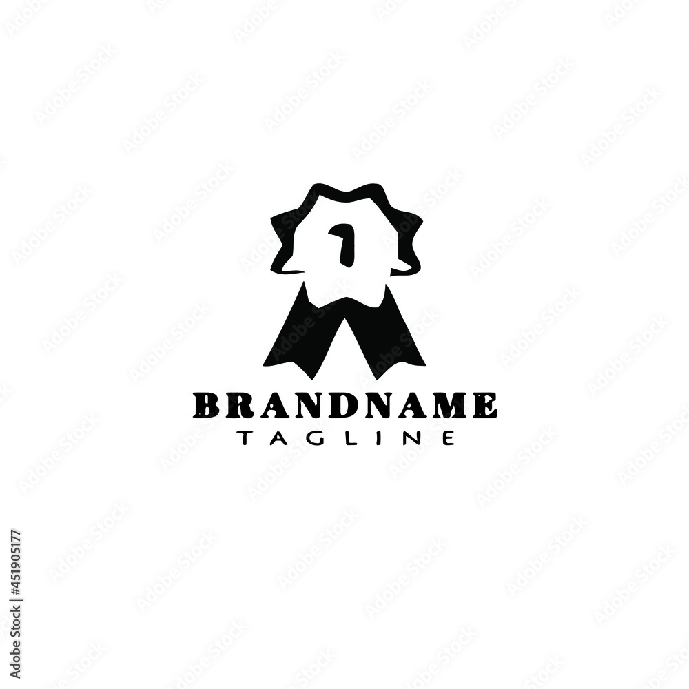 medal badge rank logo cartoon template black icon vector illustration ...