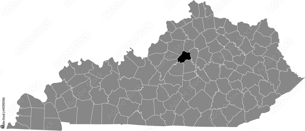 Black highlighted location map of the Anderson County inside gray map ...
