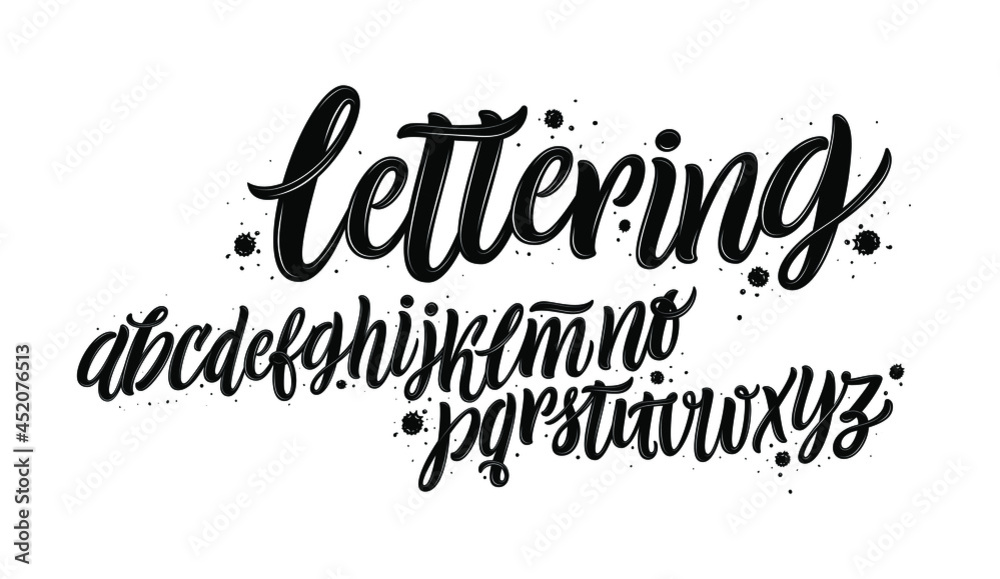 Vector hand drawn alphabet. Brush painted letters. Handwritten script ...