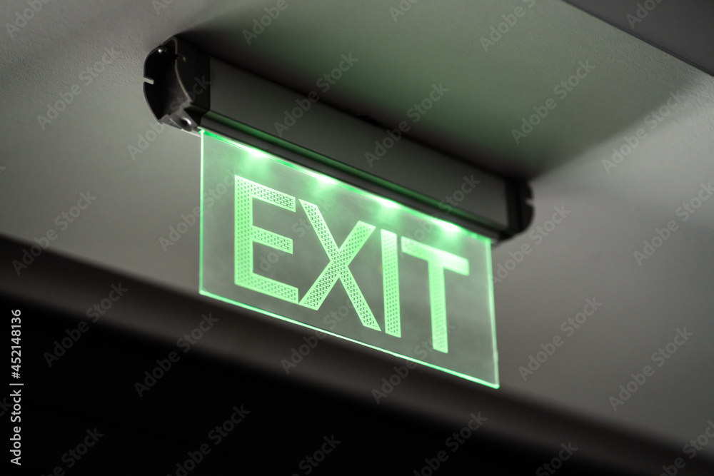 Emergency Fire Exit Light Sign Stock Photo | Adobe Stock