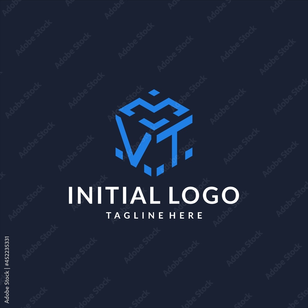 VT logo hexagon designs, best monogram initial logo with hexagonal ...