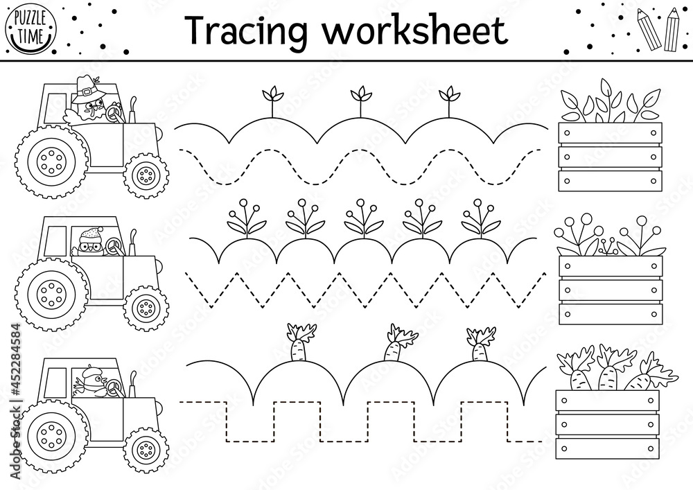 Vector Thanksgiving handwriting practice worksheet. Autumn printable ...