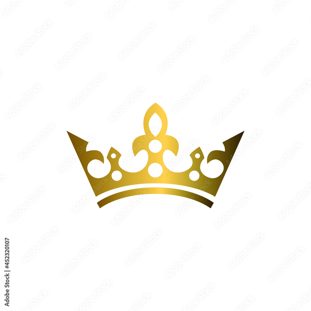 Gold Crown, Isolated On White Background, Vector Illustration Stock ...