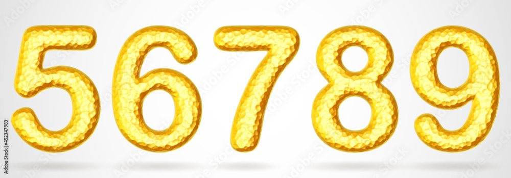 Стоковое векторное изображение «Set of golden 3D numbers. Shiny ...