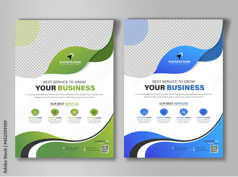 Abstract shape flyer template layout design. Business flyer, brochure ...