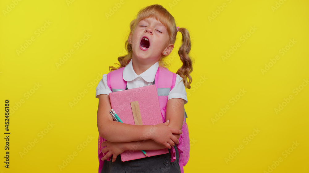 Pretty tired blond teenage student girl dressed in school uniform ...