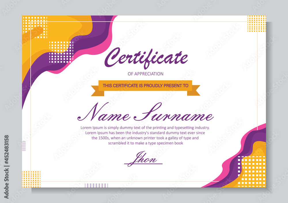 Certificate of appreciation template, simple and elegant design Stock ...