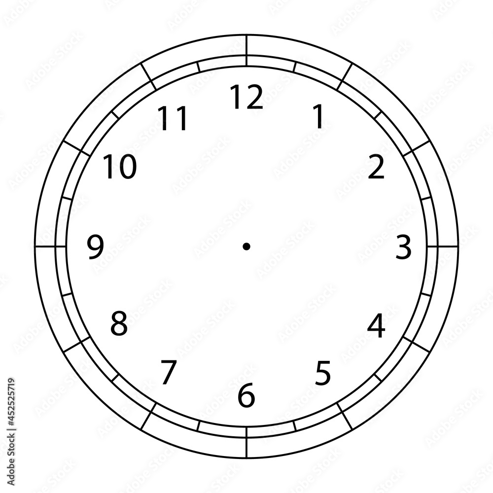 Blank clock face template. Clipart image Stock Vector | Adobe Stock