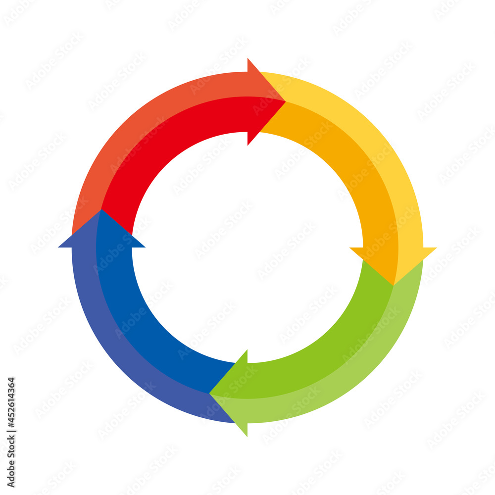 Infographics, 4-split circle chart and arrow chart. PDCA, business ...