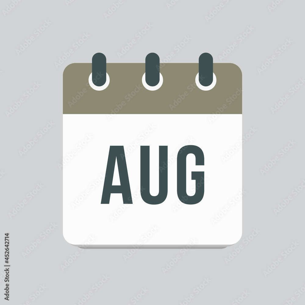Vector icon day calendar, summer month August Stock Vector | Adobe Stock