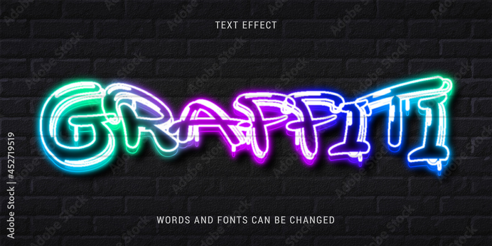 neon graffiti text effect editable eps cc Stock Vector | Adobe Stock