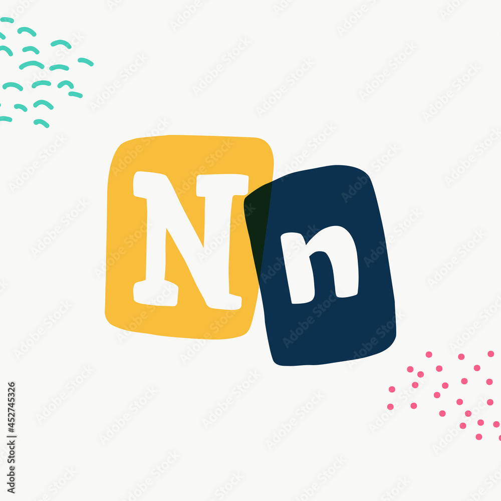 N letter typewriter-inspired logo with bold slab serif letters in ...