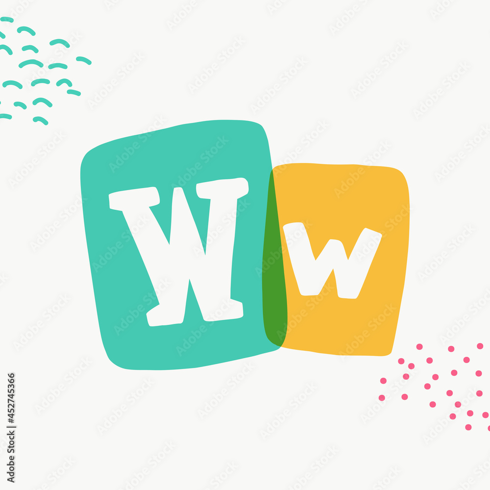 W letter typewriter-inspired logo with bold slab serif letters in ...