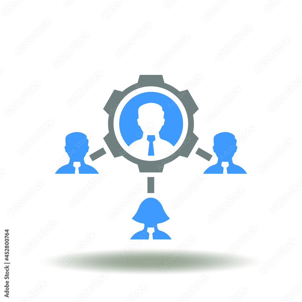 Gear with businessman leader and flowchart employees vector ...