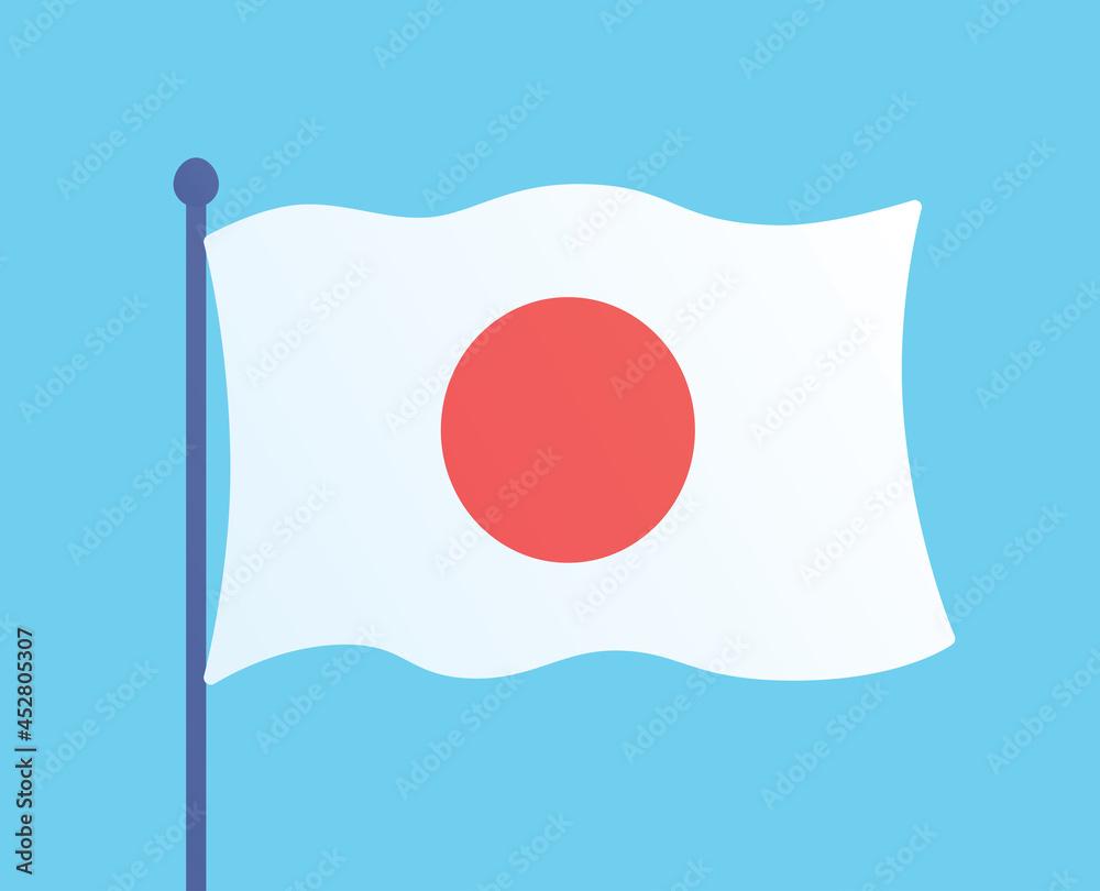 Japan flag flat cartoon vector icon Stock Vector | Adobe Stock